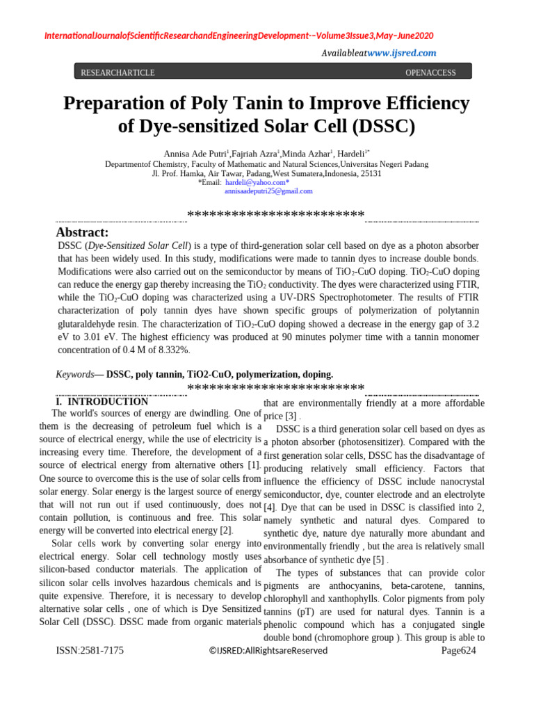 Jurnal Ijsred Annisa Ade Putri | PDF | Physical Chemistry | Chemistry