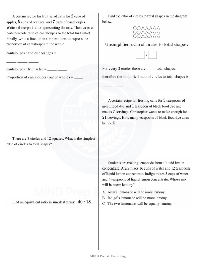 Test - Ch1. Intro To Ratios | PDF