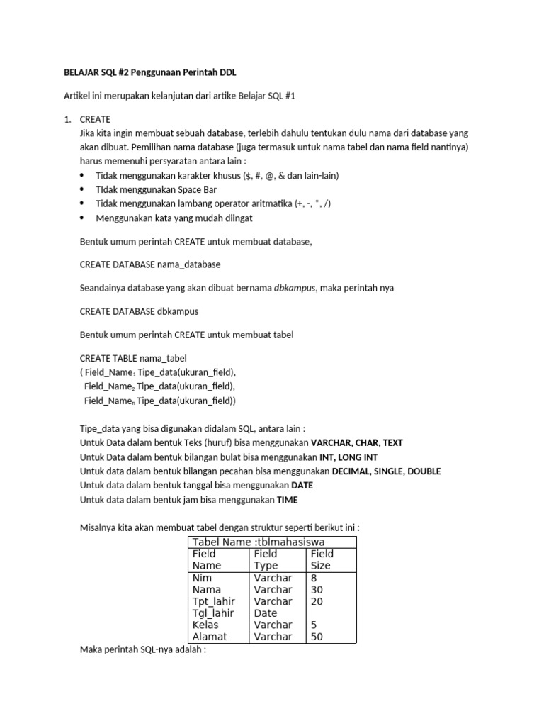 Perintah DDL: DROP Database SQL | PDF