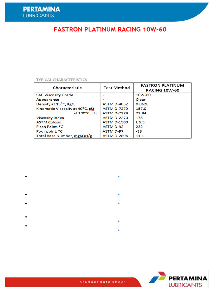 PDS Fastron Platinum Racing 10W 60 | PDF
