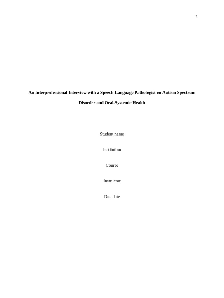 Order 885807 Interview Assignment... Part 2 | PDF | Autism | Mental ...