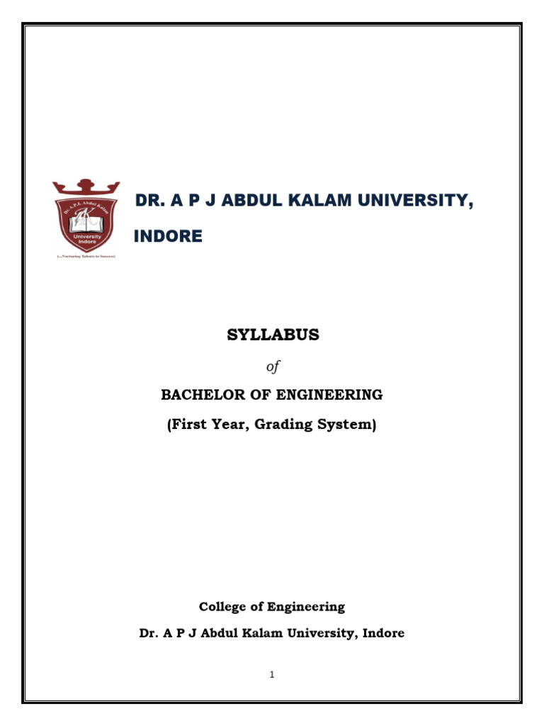 Final Syllabus Ist Year - BE | PDF | Force | Integral