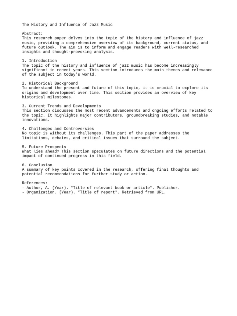 Research 4 The History and Influence of Jazz Music | PDF