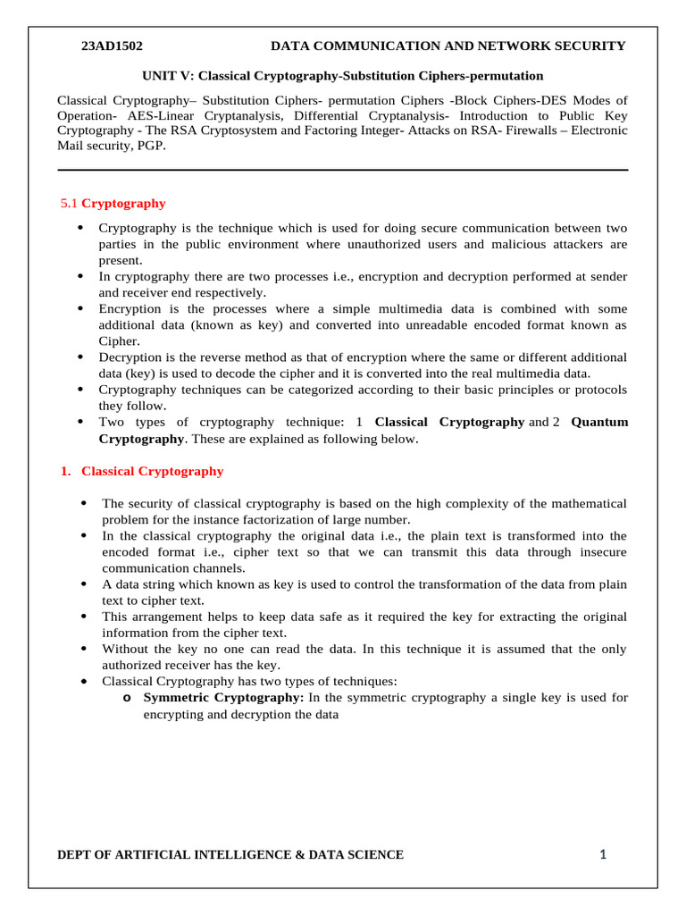 DCNS Unit 5 | PDF | Cryptanalysis | Public Key Cryptography