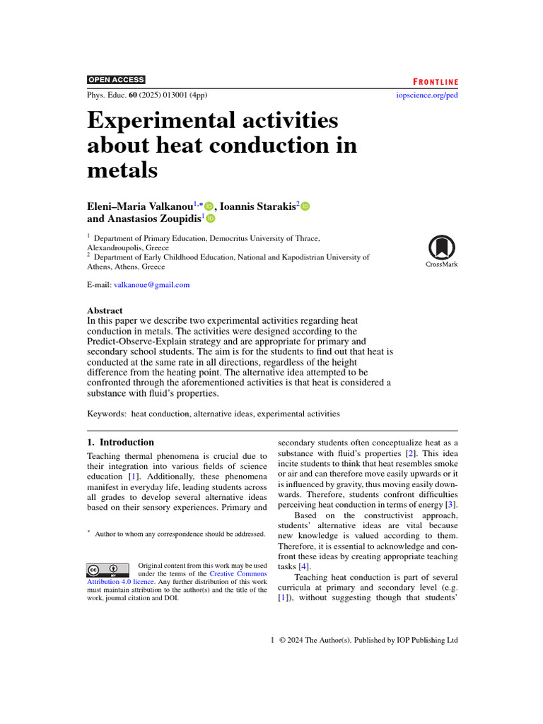 Heat Conduction Experiments for Students | PDF | Heat | Thermal Conduction