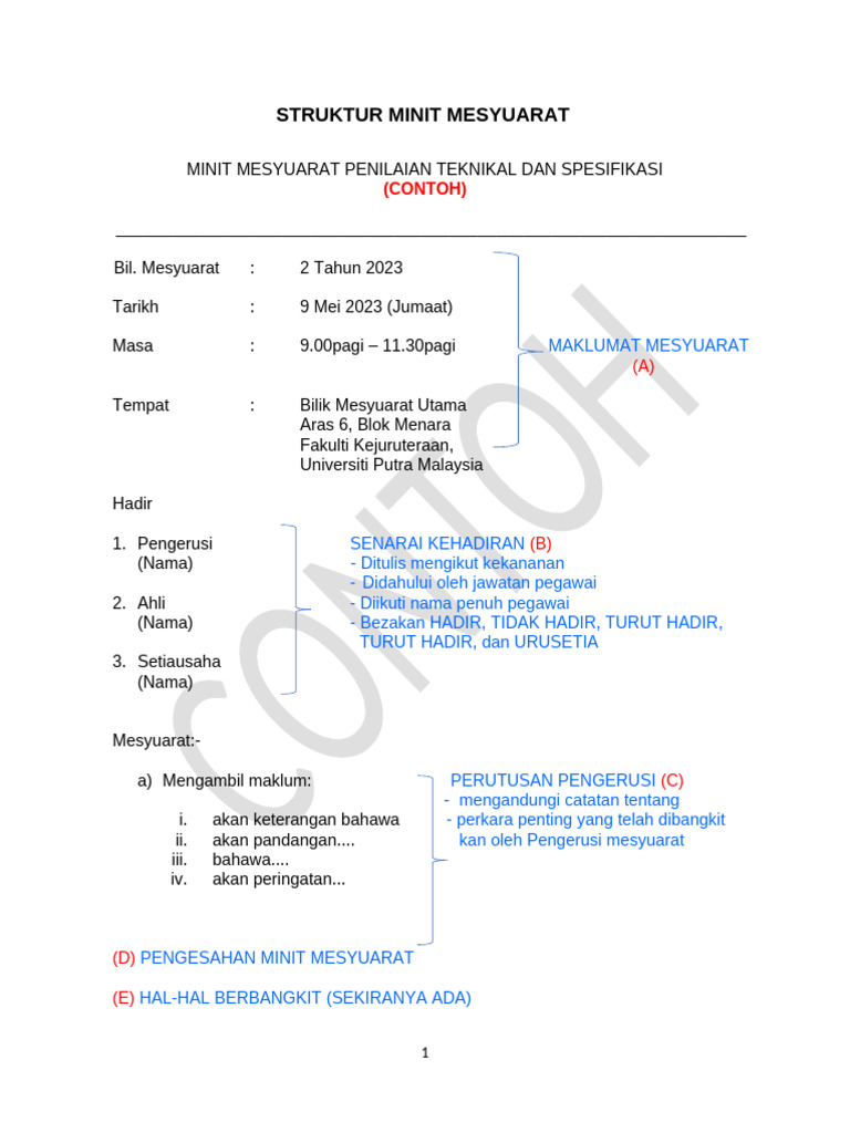 20241017144454format Dan Contoh Minit Mesyuarat Penilaian Teknikal PTJ ...