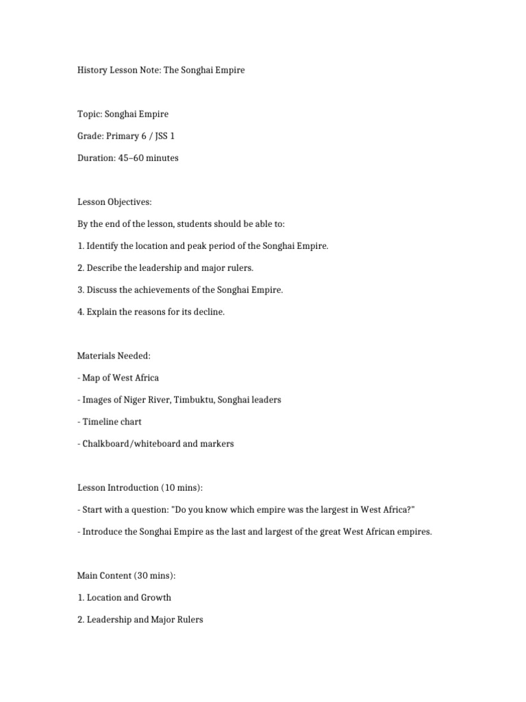 Overview of the Songhai Empire | PDF