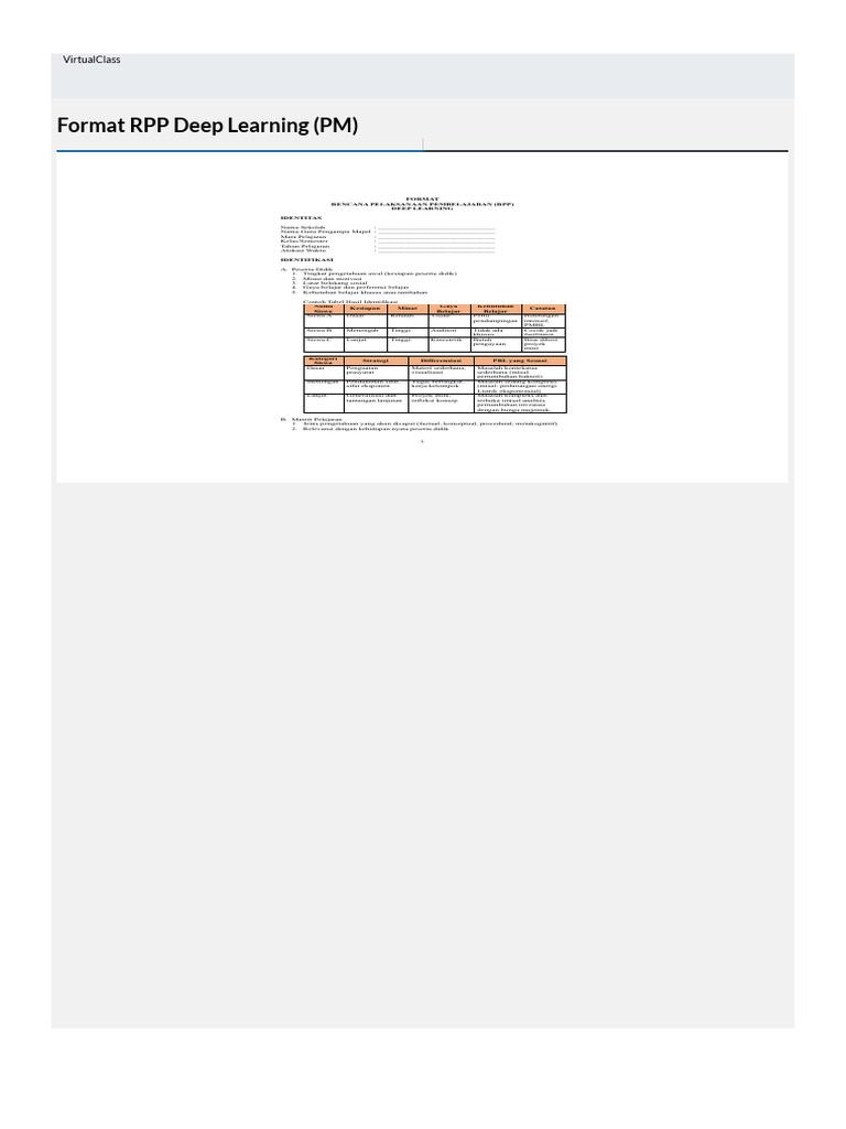 Format RPP Pembelajaran Deep Learning | PDF