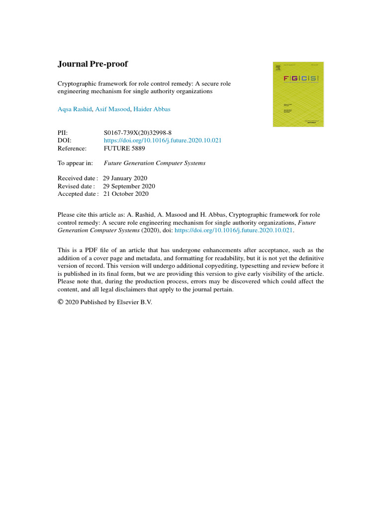 Cryptographic Framework For Role Control | PDF | Cryptography | Cyberwarfare