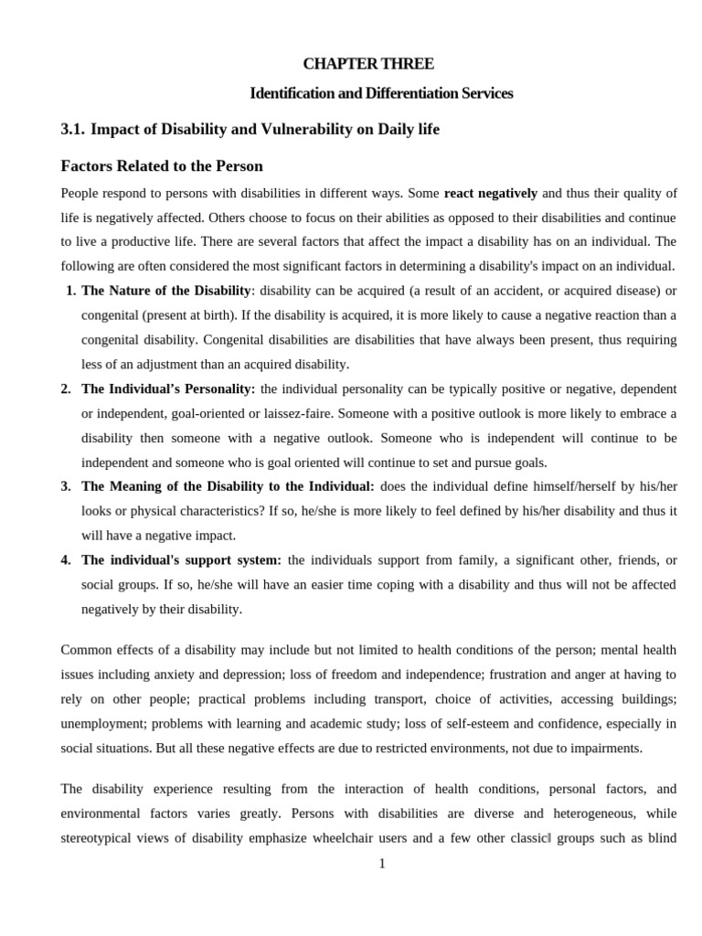 Inclusiveness Handout CH 3-5 | PDF | Optimism | Disability
