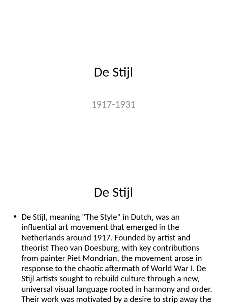 De Stijl: Art Movement Overview | PDF | Movements | Style