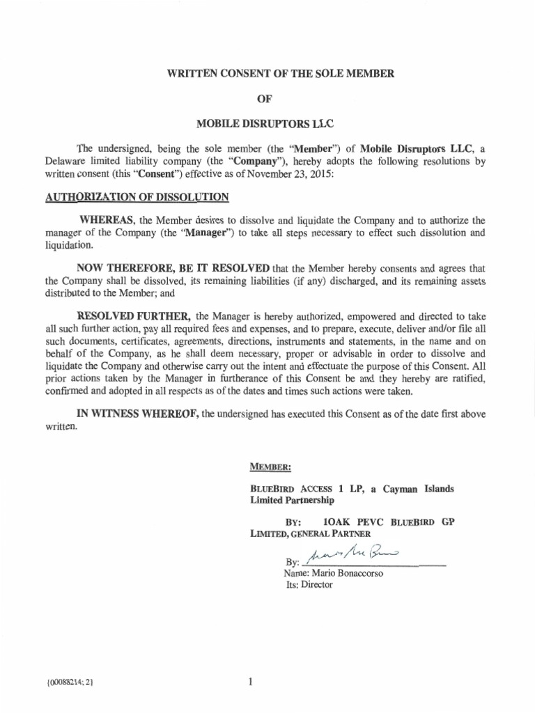 MD LLC - DE Dissolution Packet (BlueBird Member Signed) | PDF