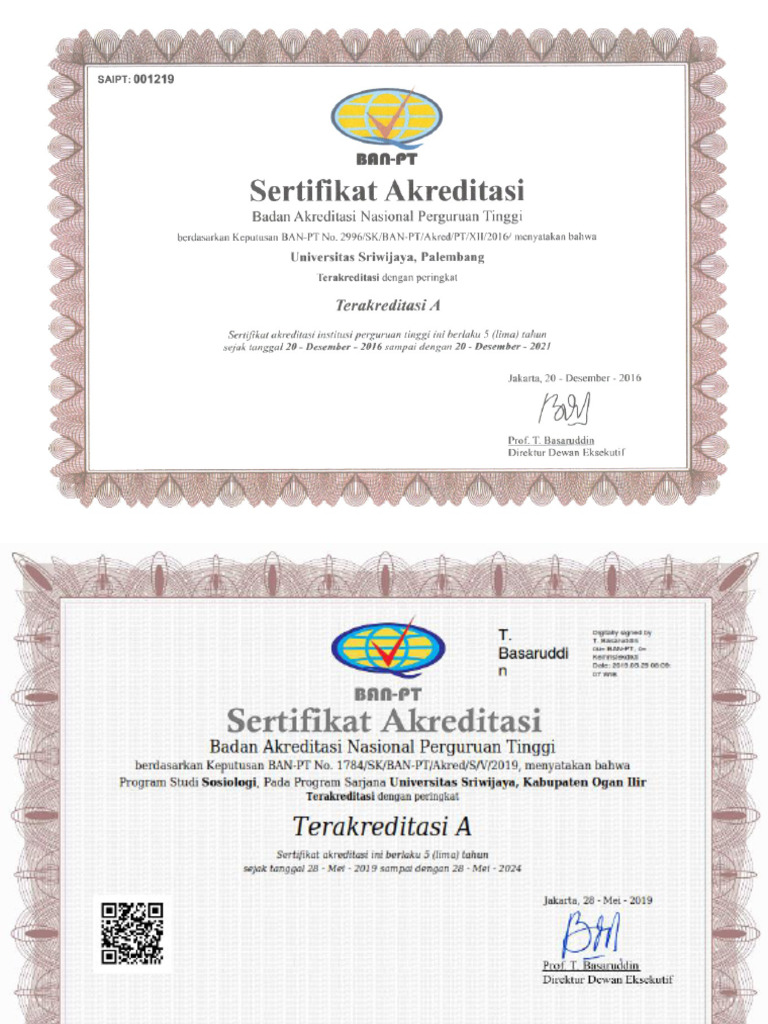 Sertifikat Universitas Dan Program Studi | PDF