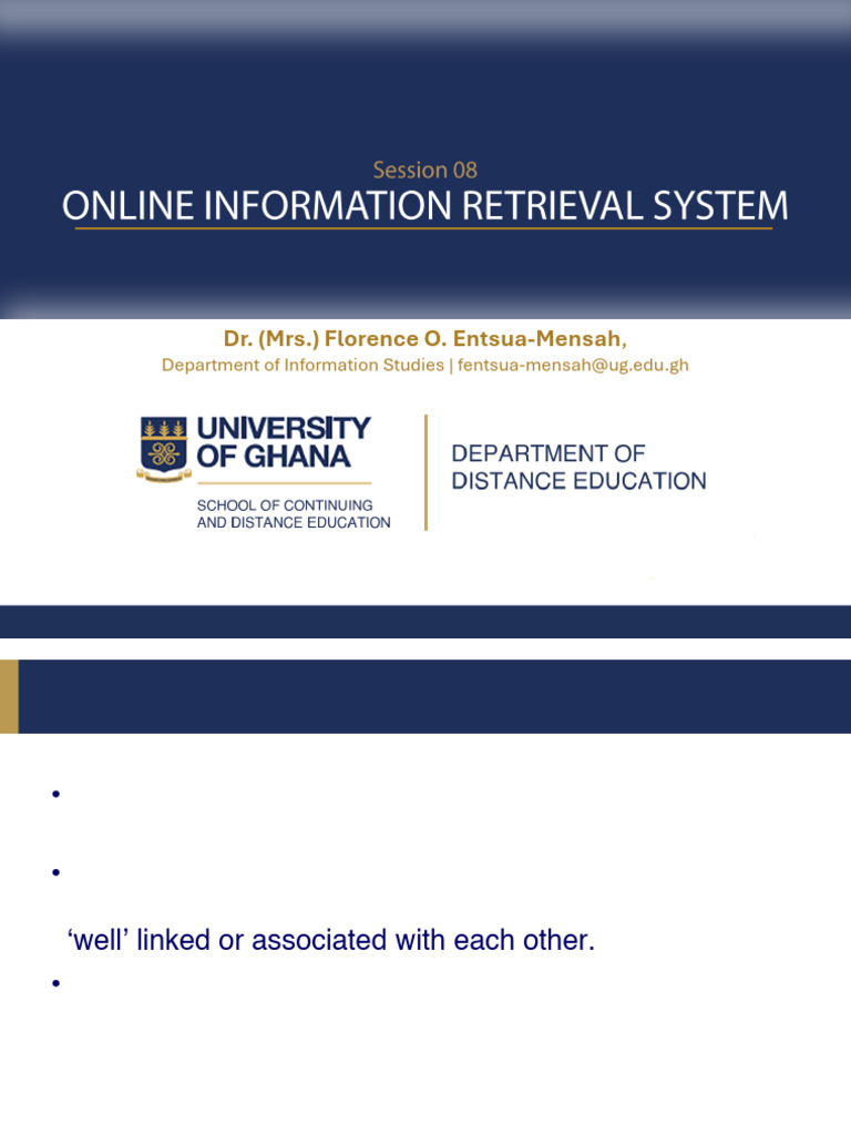 INFS 427 - Session 08 - Online Information Retrieval Systems | PDF | World Wide Web | Internet & Web