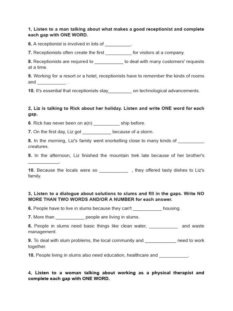 Listening Fill in The Gaps | PDF