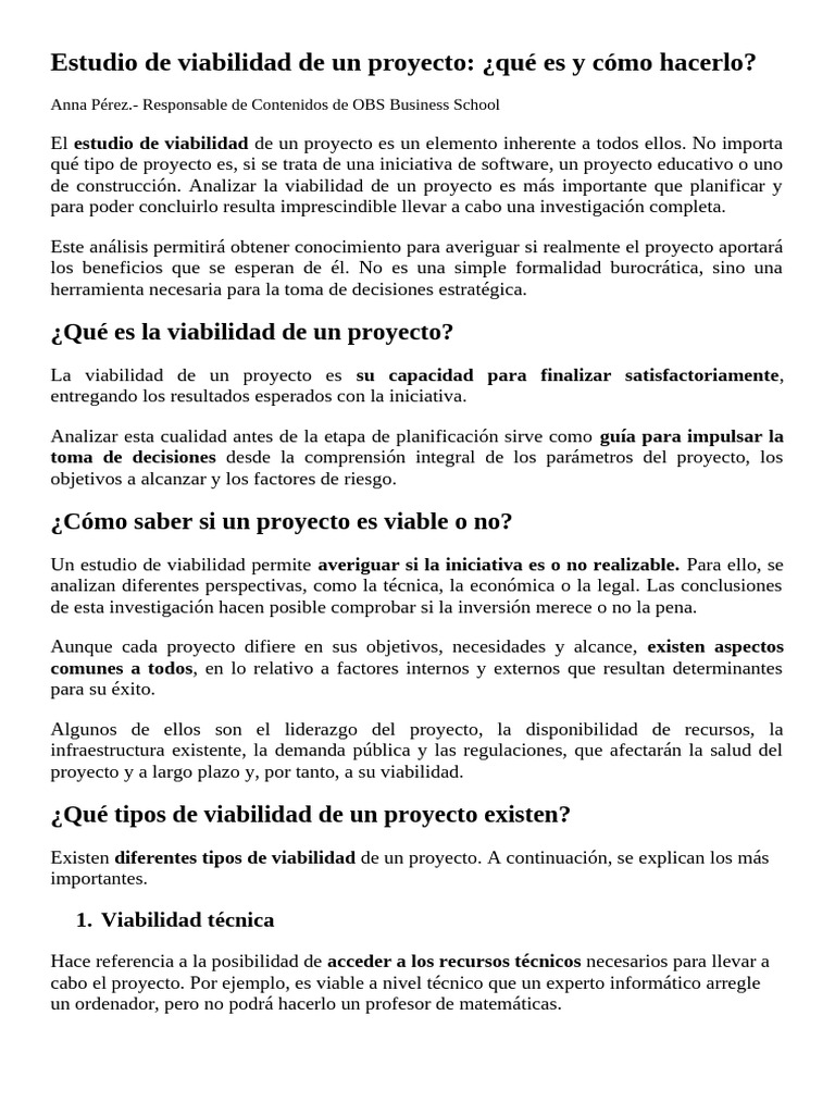 Estudio de viabilidad de proyectos: guía práctica | PDF | Investigación ...