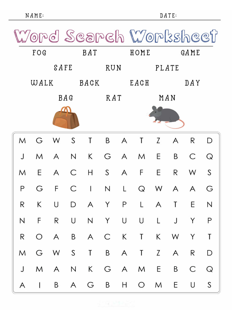 1st Grade Word Search Printable | PDF