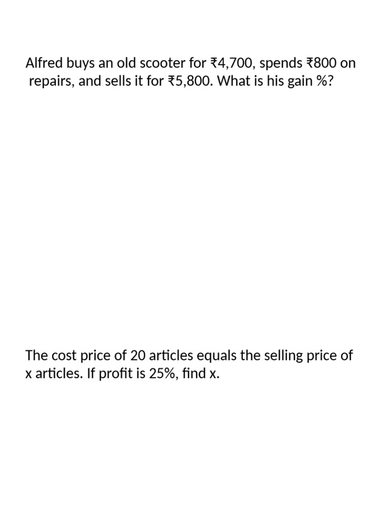 Profit and Loss 40 Questions | PDF | Prices | Economies