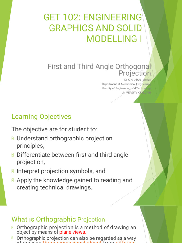 GET 102 Orthographic Projection | PDF | Geometry | Classical Geometry