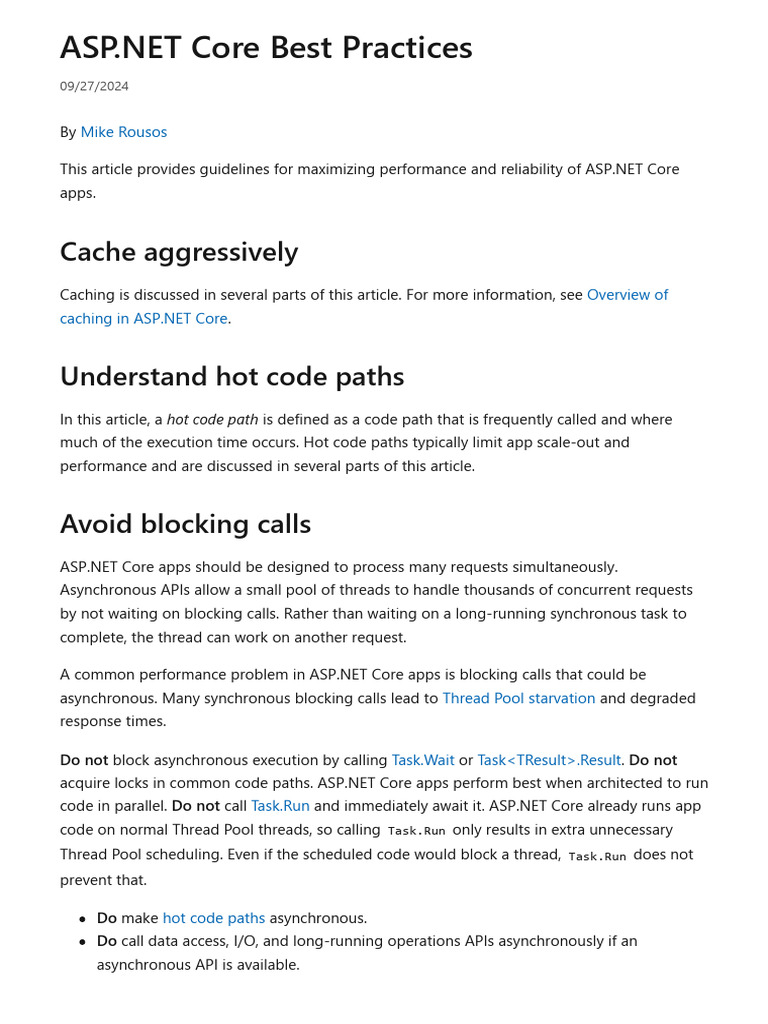 Core Best Practices - Microsoft Learn | PDF | Thread (Computing ...