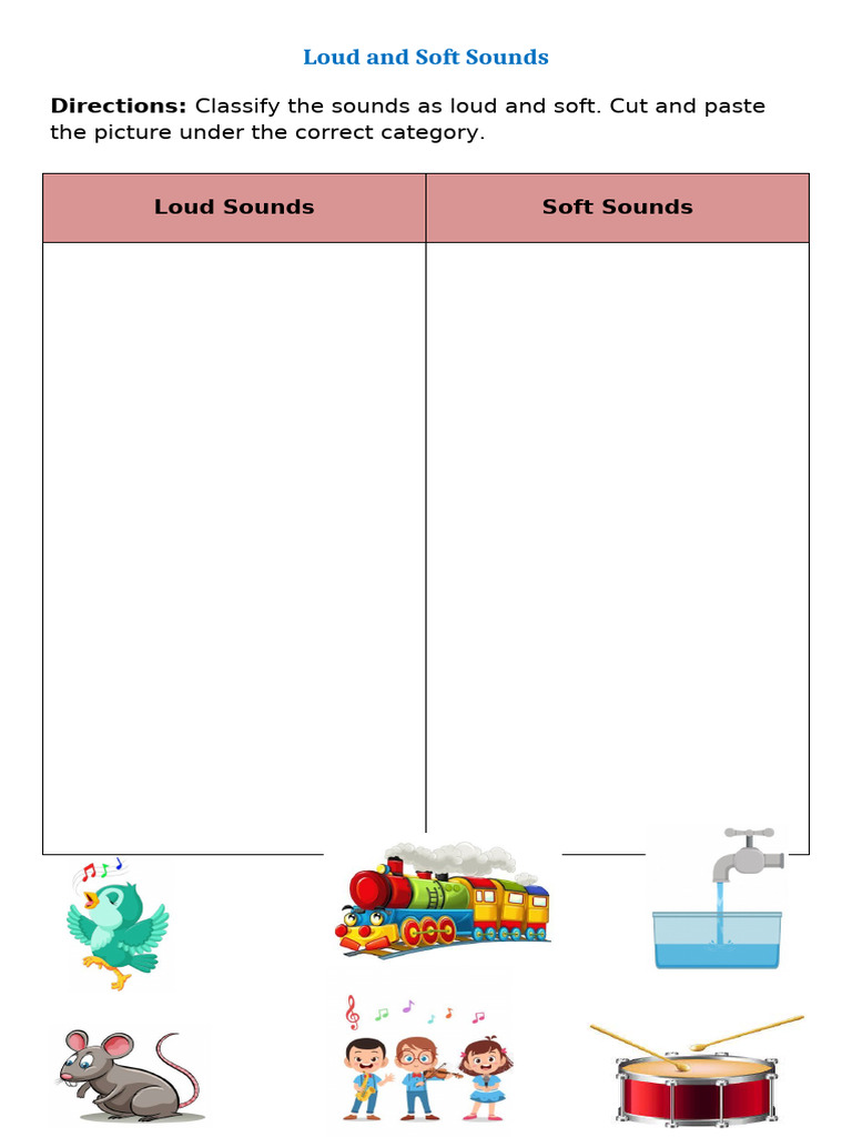Loud and Soft Sounds Worksheet | PDF