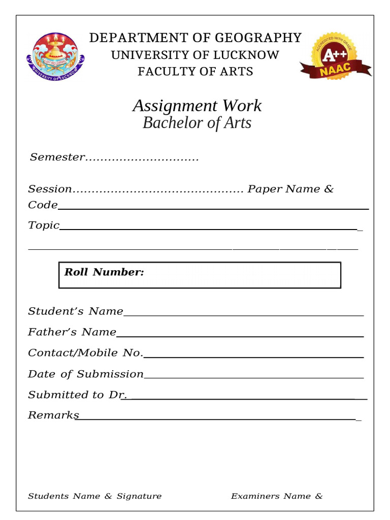 Assignment Cover Page | PDF