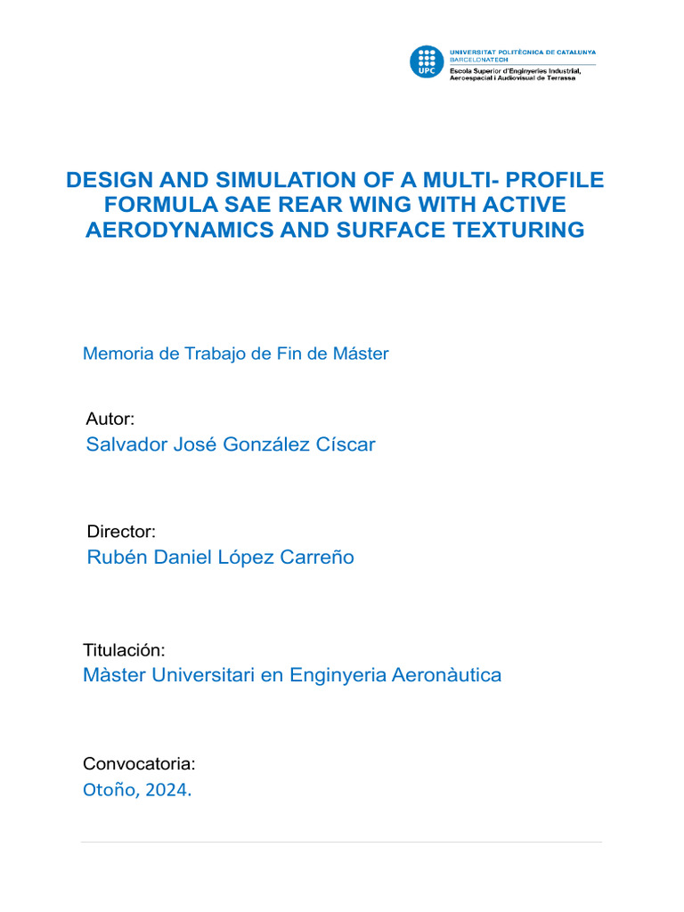 TFE MEMORIA SalvadorGonzalez | PDF | Airfoil | Flap (Aeronautics)