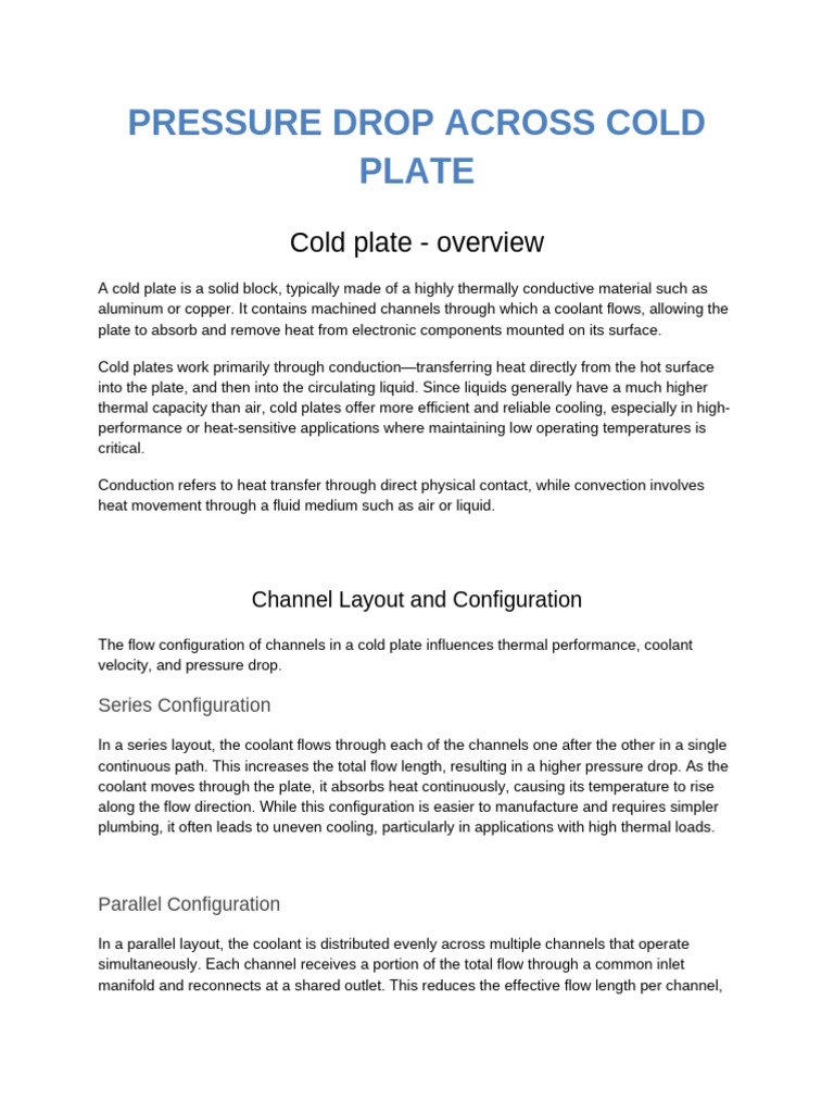 Pressure Drop Analysis in Cold Plates | PDF | Reynolds Number | Heat ...