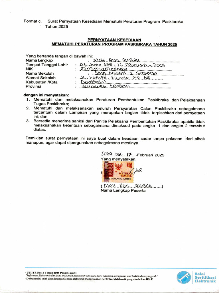 Sura Pernyataan An Moh Adil Akbar | PDF