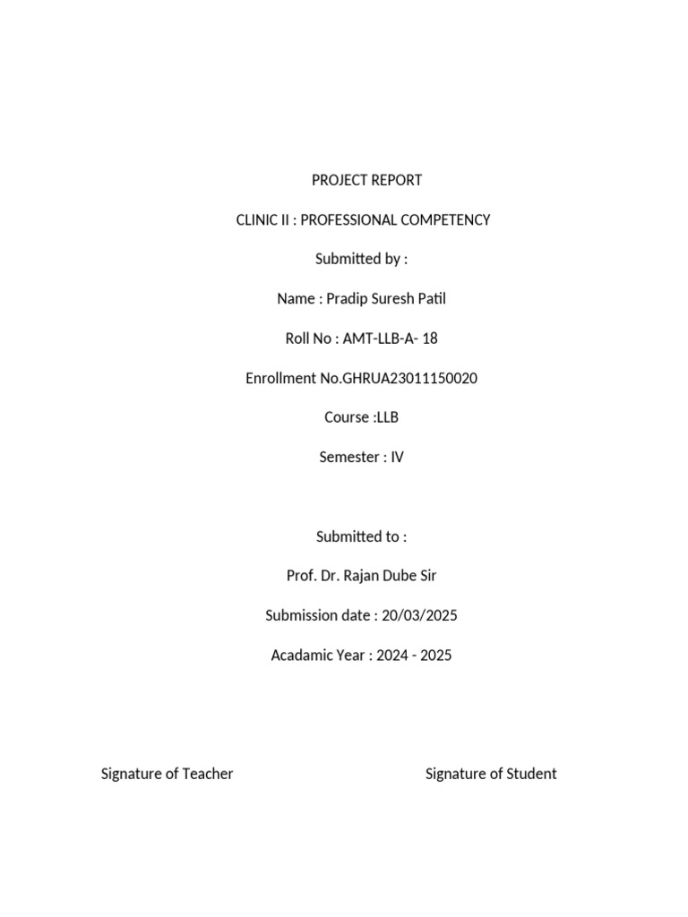 Clinic II Professional Competency Report | PDF