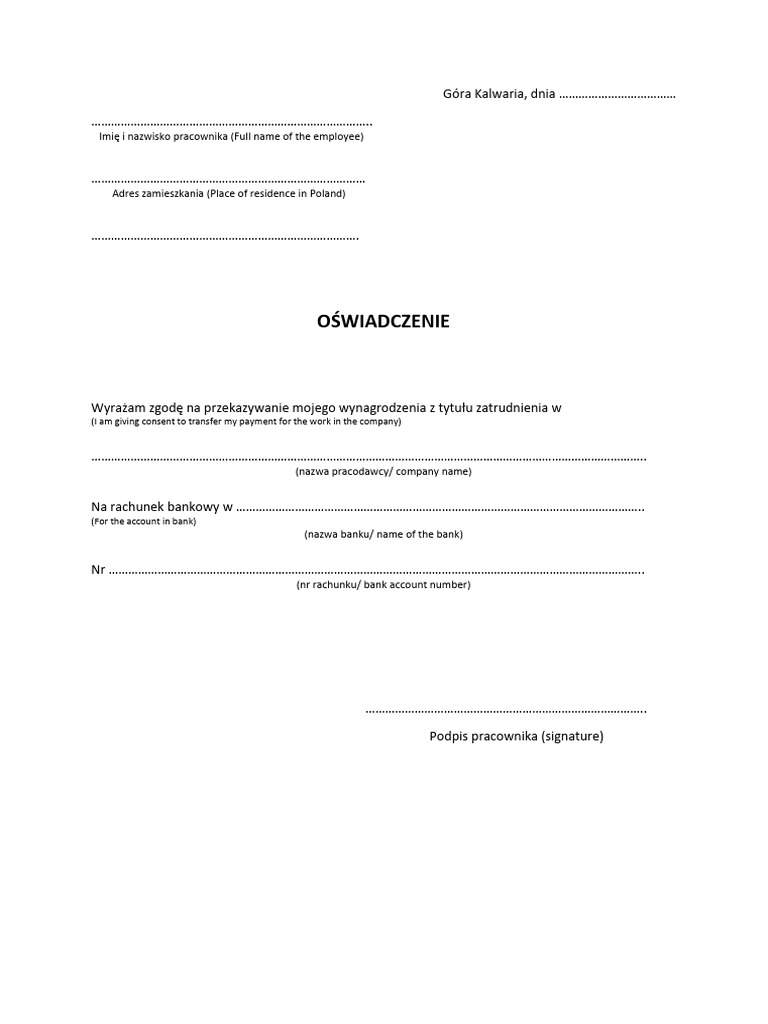 New Bank Account Number Change Form | PDF