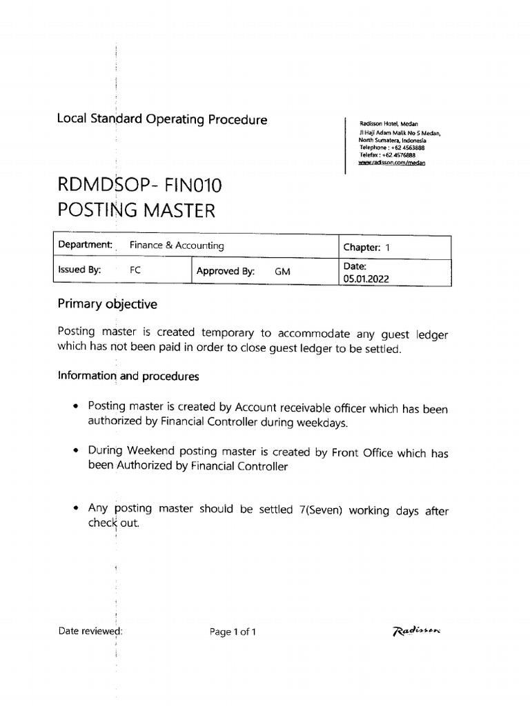 Rdmdsop-Fin010 Posting Master | PDF