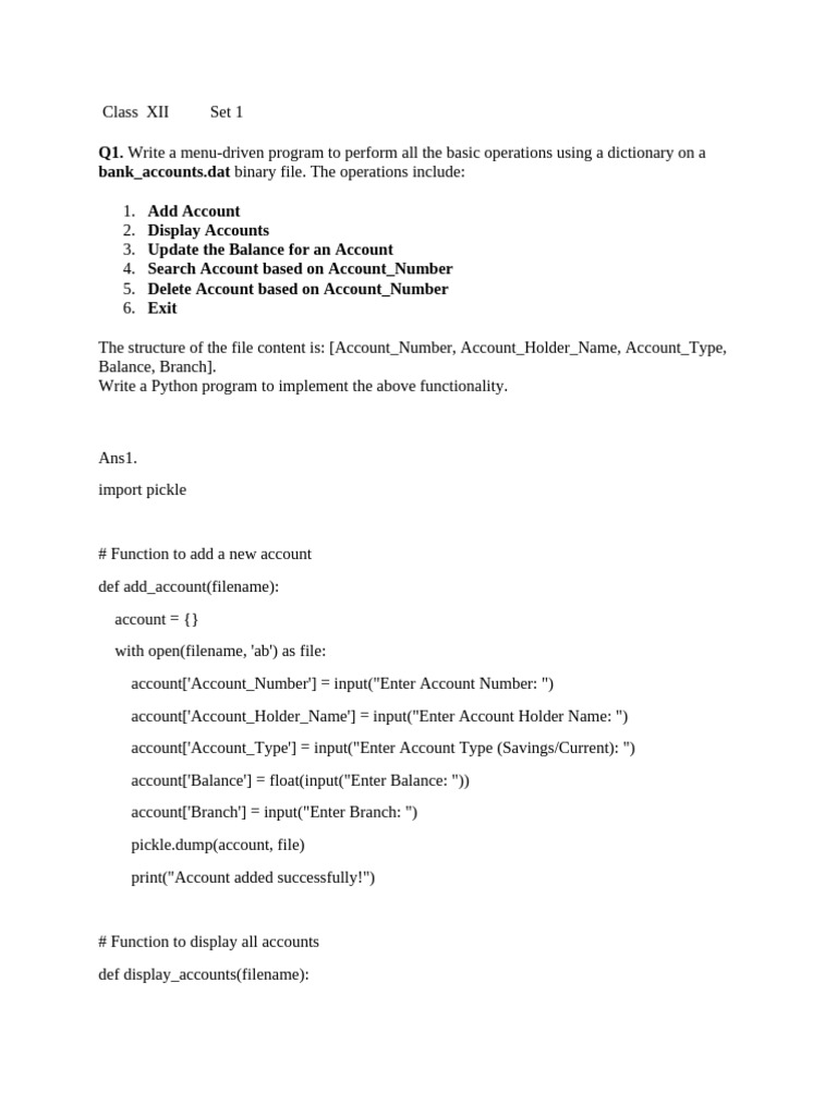 Class XII Set 1-Set 4 Practical 2025-26 | PDF | Filename | Software ...