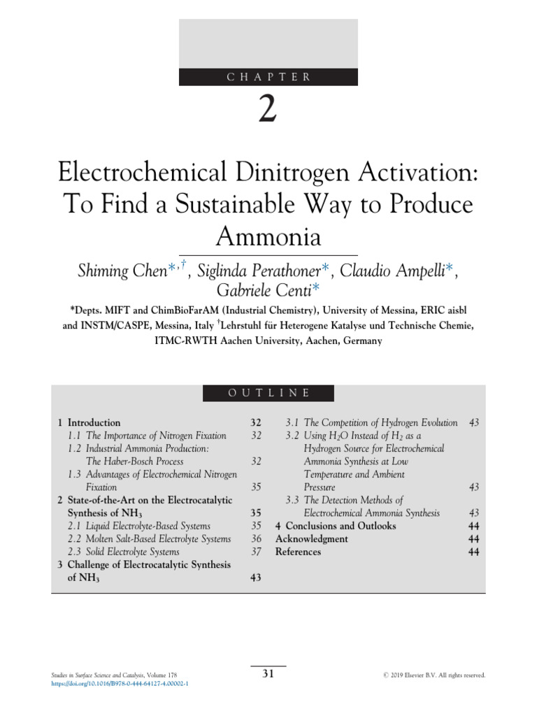 Chapter 2 - Electrochemical Dinitrogen Activation To Find A Sustainable Way To Produce Ammonia ...