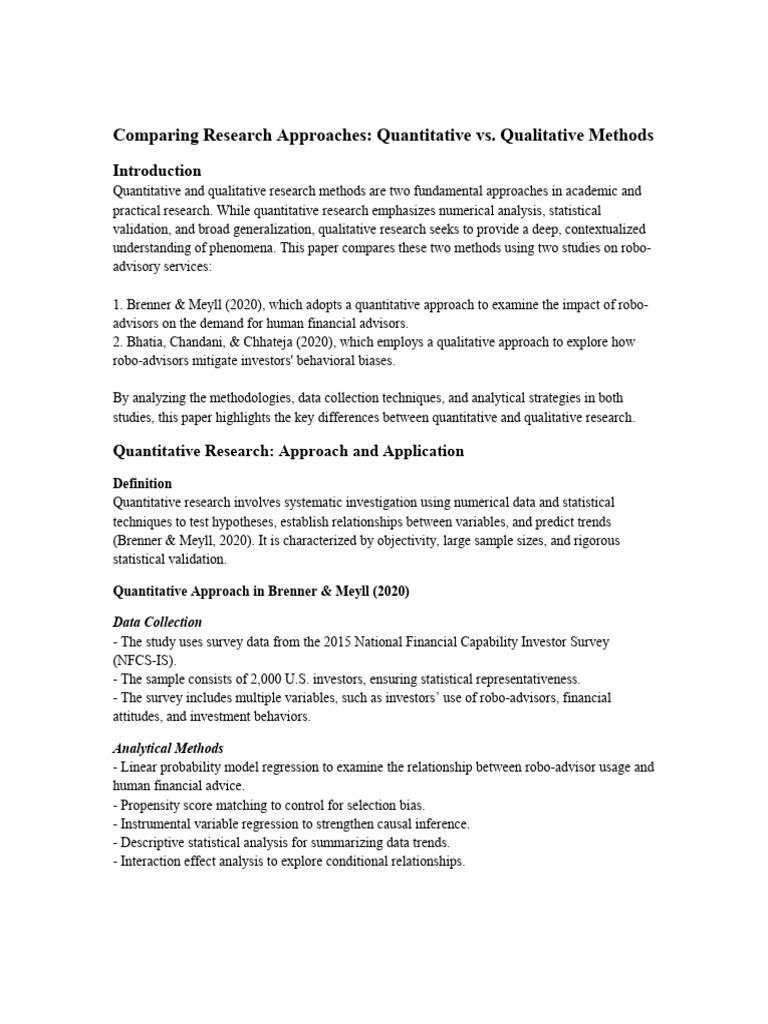 Comparing Research Approaches | PDF | Quantitative Research | Statistics