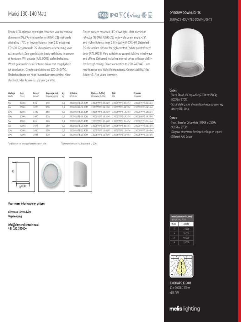 Round LED Downlight Specifications | PDF | Lighting | Electromagnetic ...