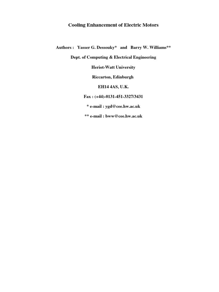 Cooling Enhancement of Electric Motors A | PDF | Electric Motor | Heat ...