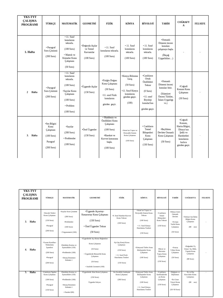 Tyt Yaz Bi̇ti̇rme Programi | PDF