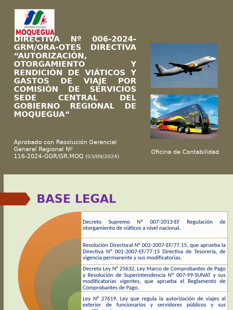Directiva de Viaticos GRM Ocont | PDF