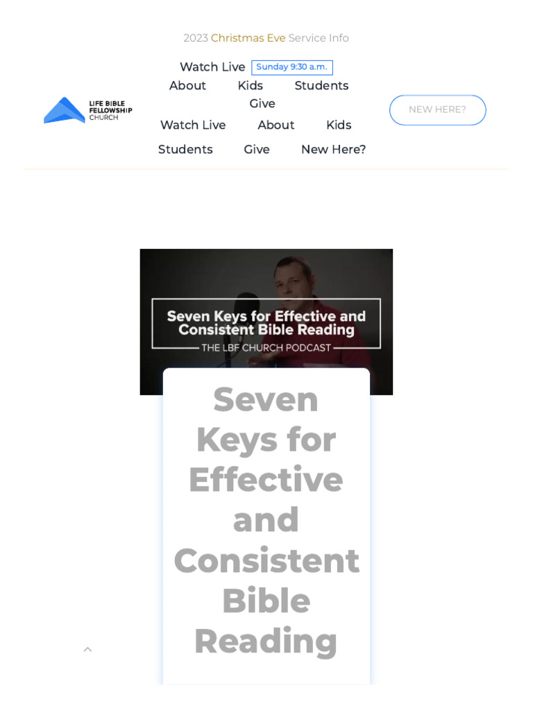 Seven Keys to Consistent Bible Reading | PDF | Chapters And Verses Of ...
