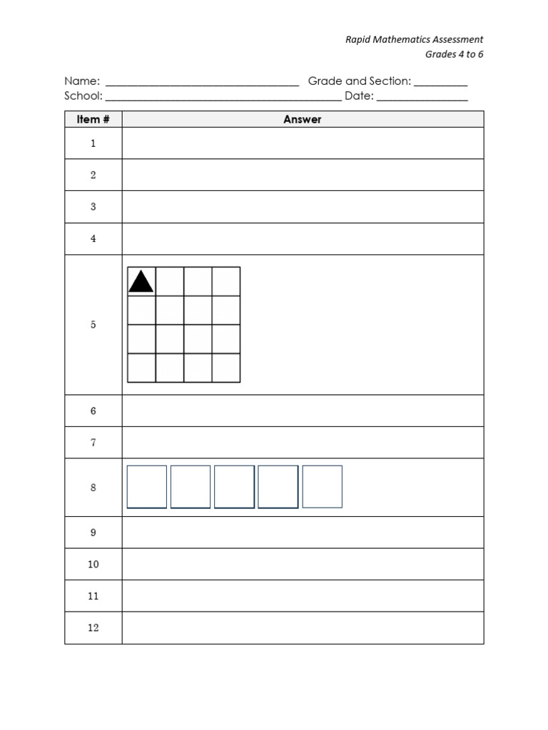 RMA Answer Key for Grades 4-6 | PDF