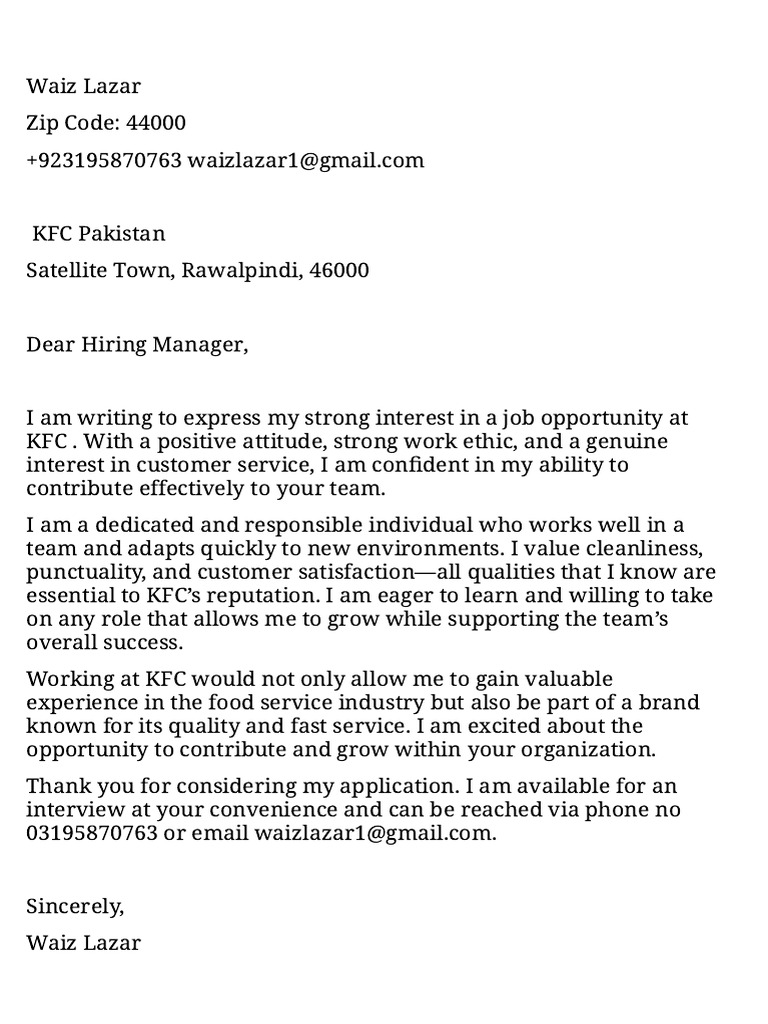 Letter of Motivation For Job | PDF