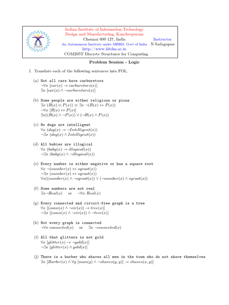 ProblemSession Logic | PDF | Argument | Logic