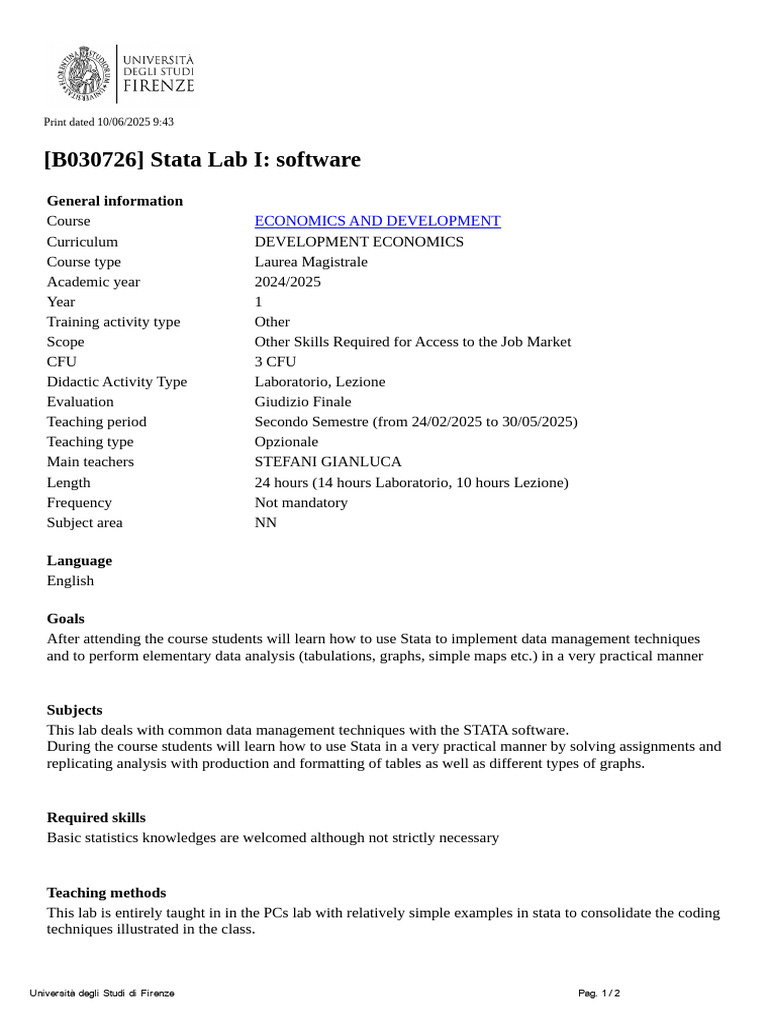 Report Stata Lab I - Software | PDF | Computing