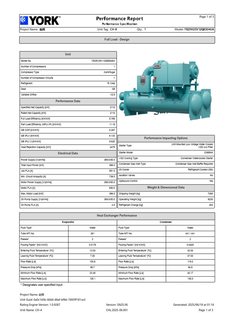 CH 600RT YE Performance Report | PDF | Heat Exchanger | Power Supply