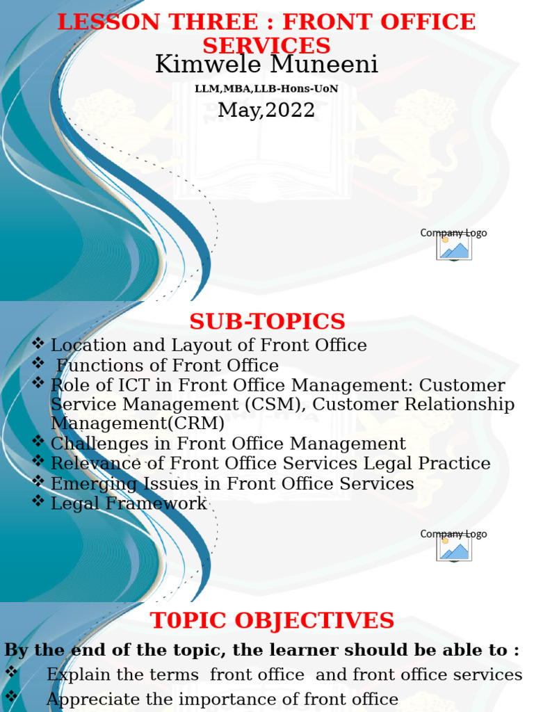 Front Office Services - Final (Autosaved) | PDF | Legal Liability ...