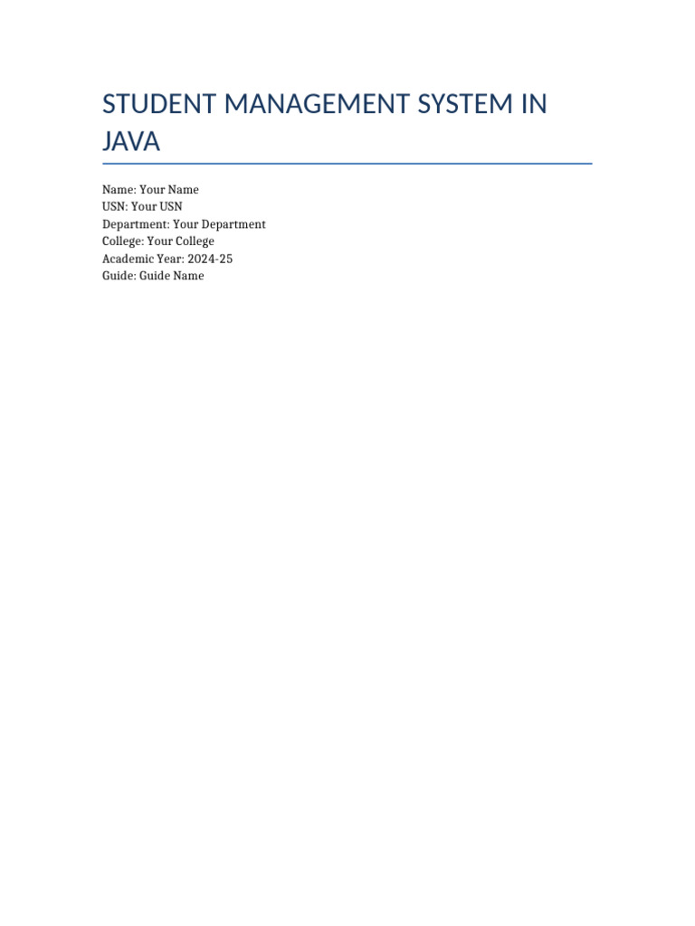 Java Student Management System Guide | PDF