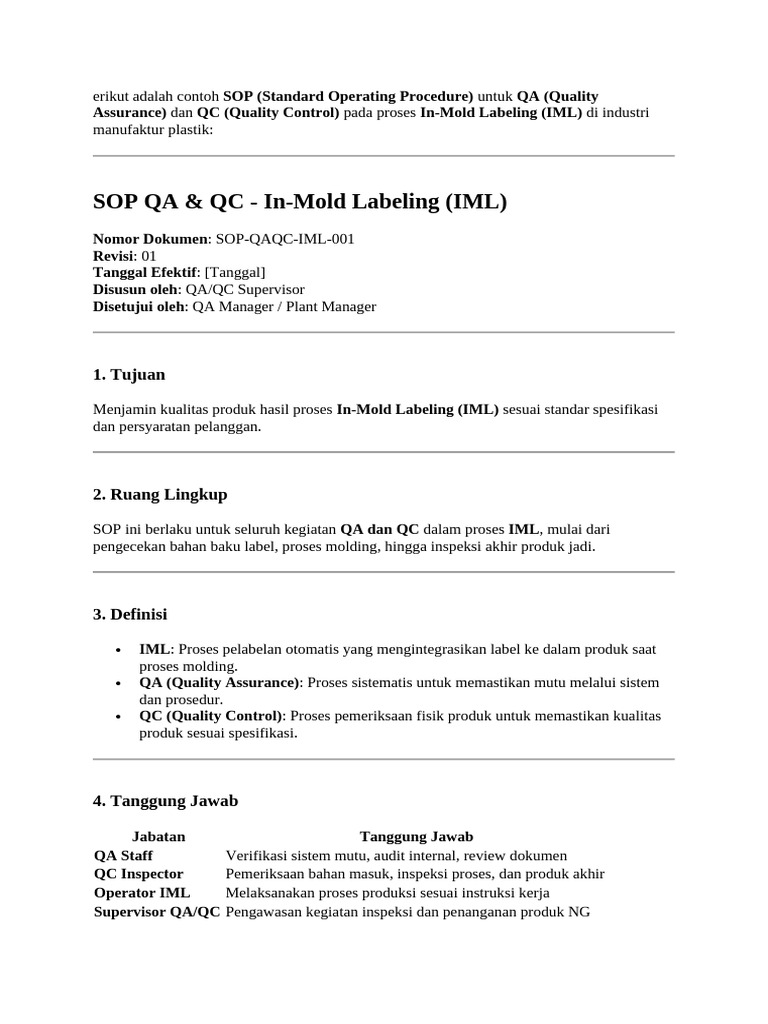 Sop Qa & QC | PDF