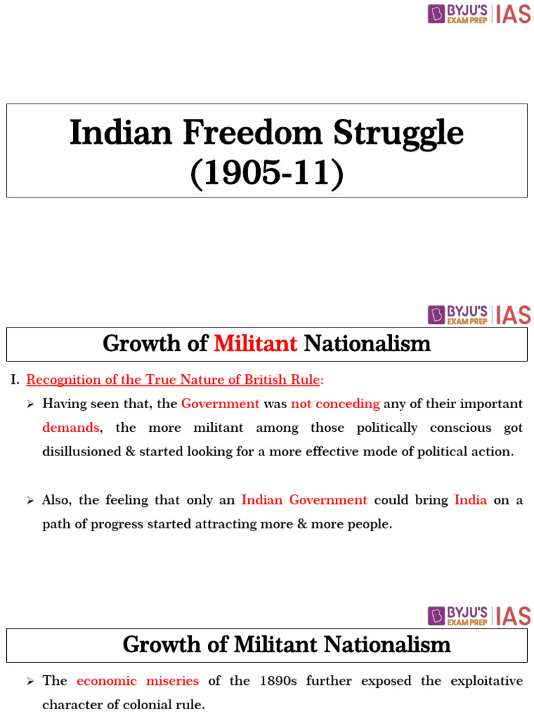 11 - Indian Freedom Struggle (1905-11) | PDF | British Raj