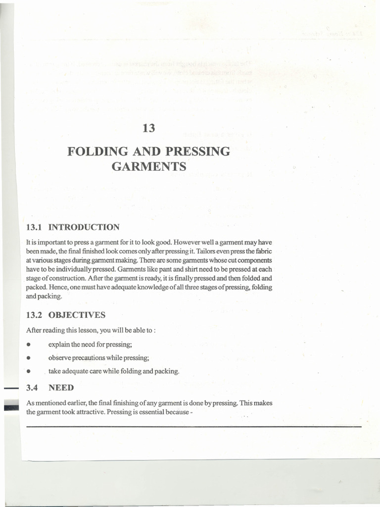 Pressing and Folding Garments Guide | PDF | Clothing | Seam (Sewing)